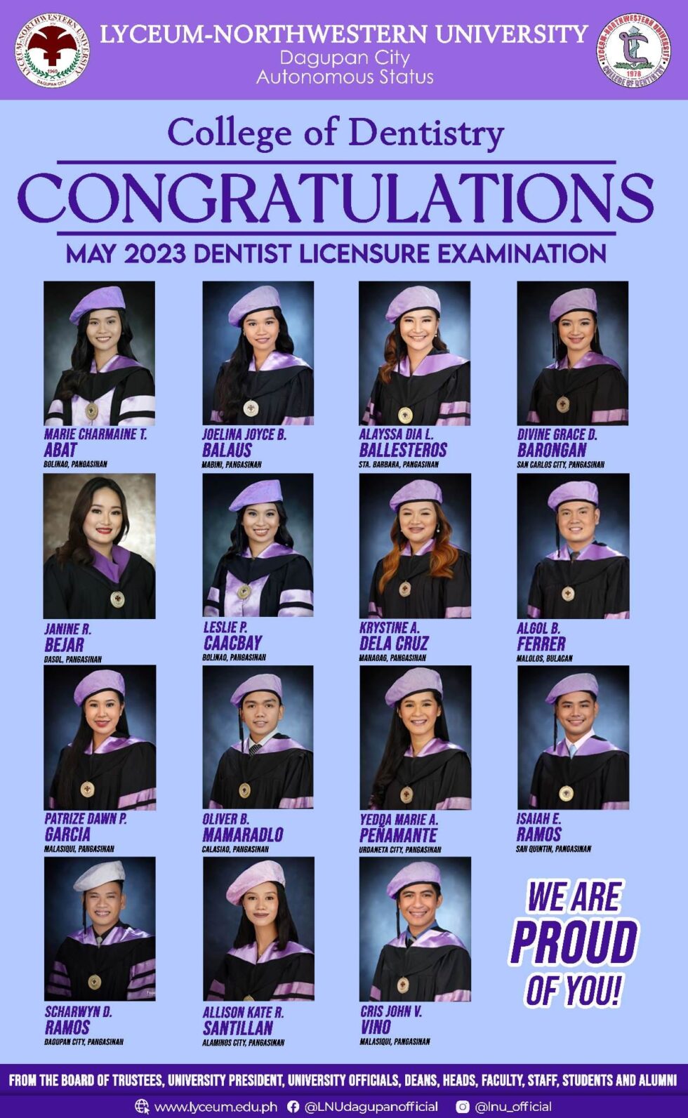 Congratulations to our New Dentists 2023 | Lyceum Northwestern University