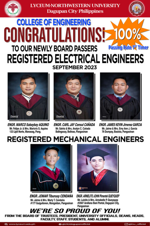 Congratulations to the newly registered Electrical Engineers for achieving a 100% passing rate ...
